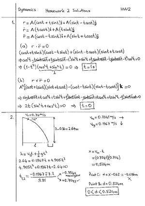Dynamics HW3 - HOMEWORK 3 Solve any 5 of the following problems. Adapt ...