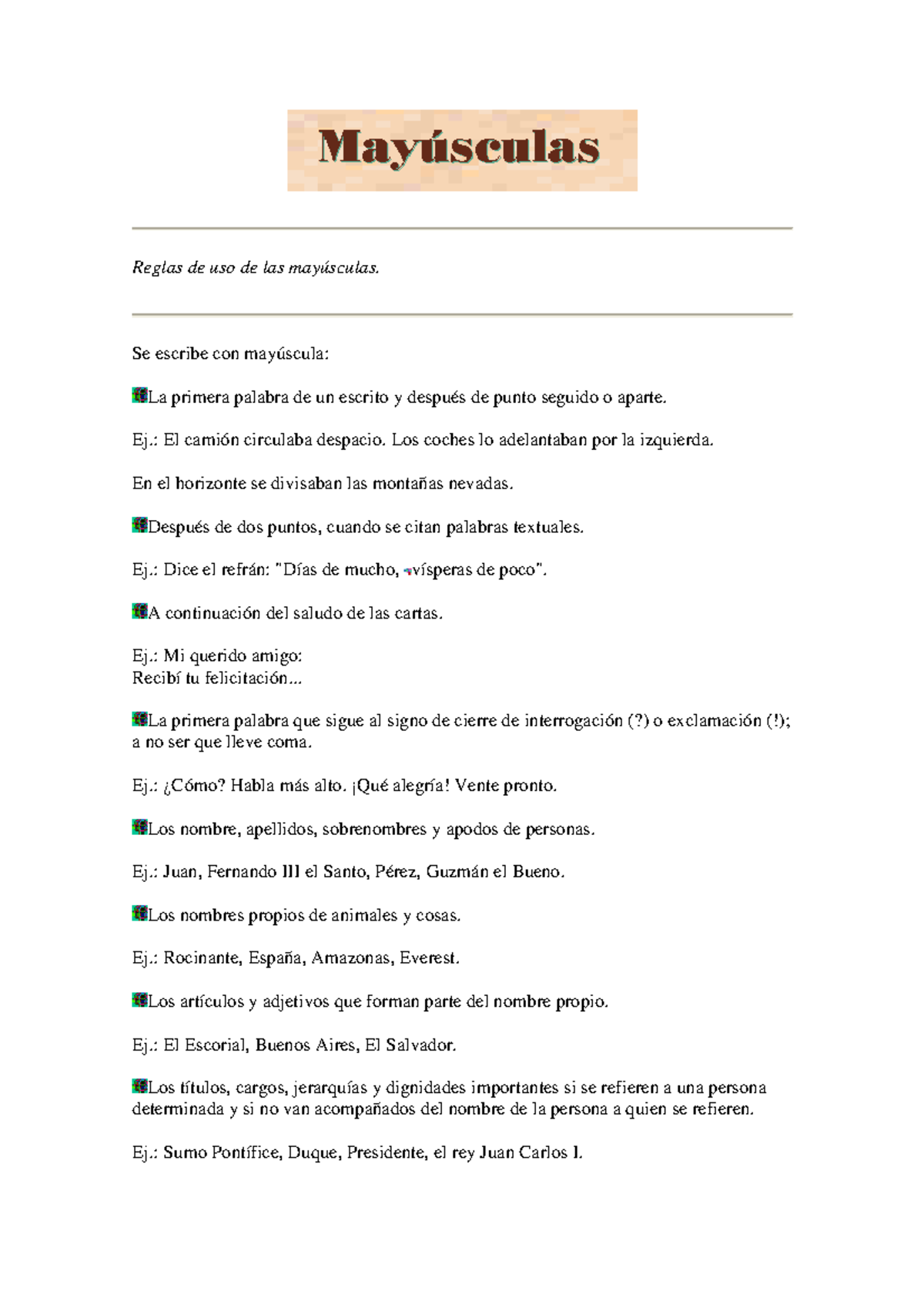 Mayusculas y su uso adecuado ejercicios - Reglas de uso de las ...