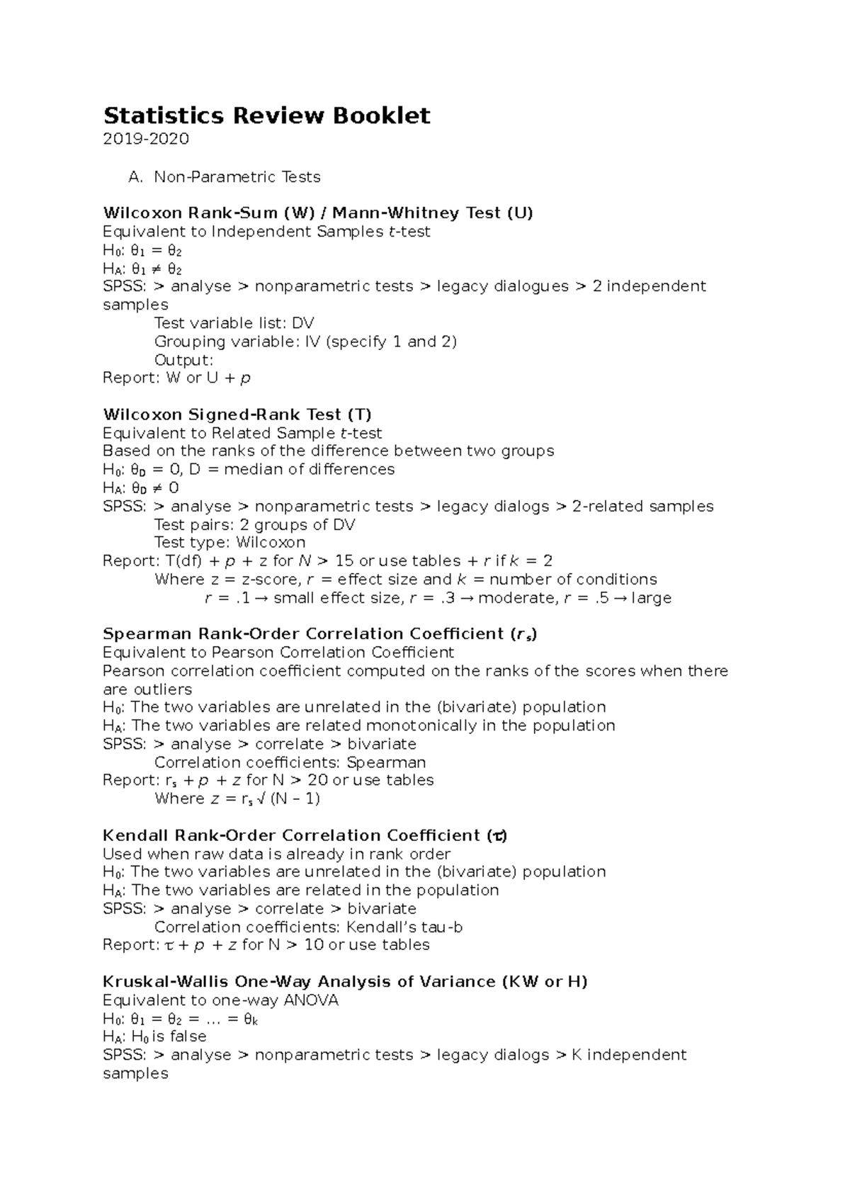 Statistics Review Booklet - Statistics Review Booklet 2019- A. Non ...