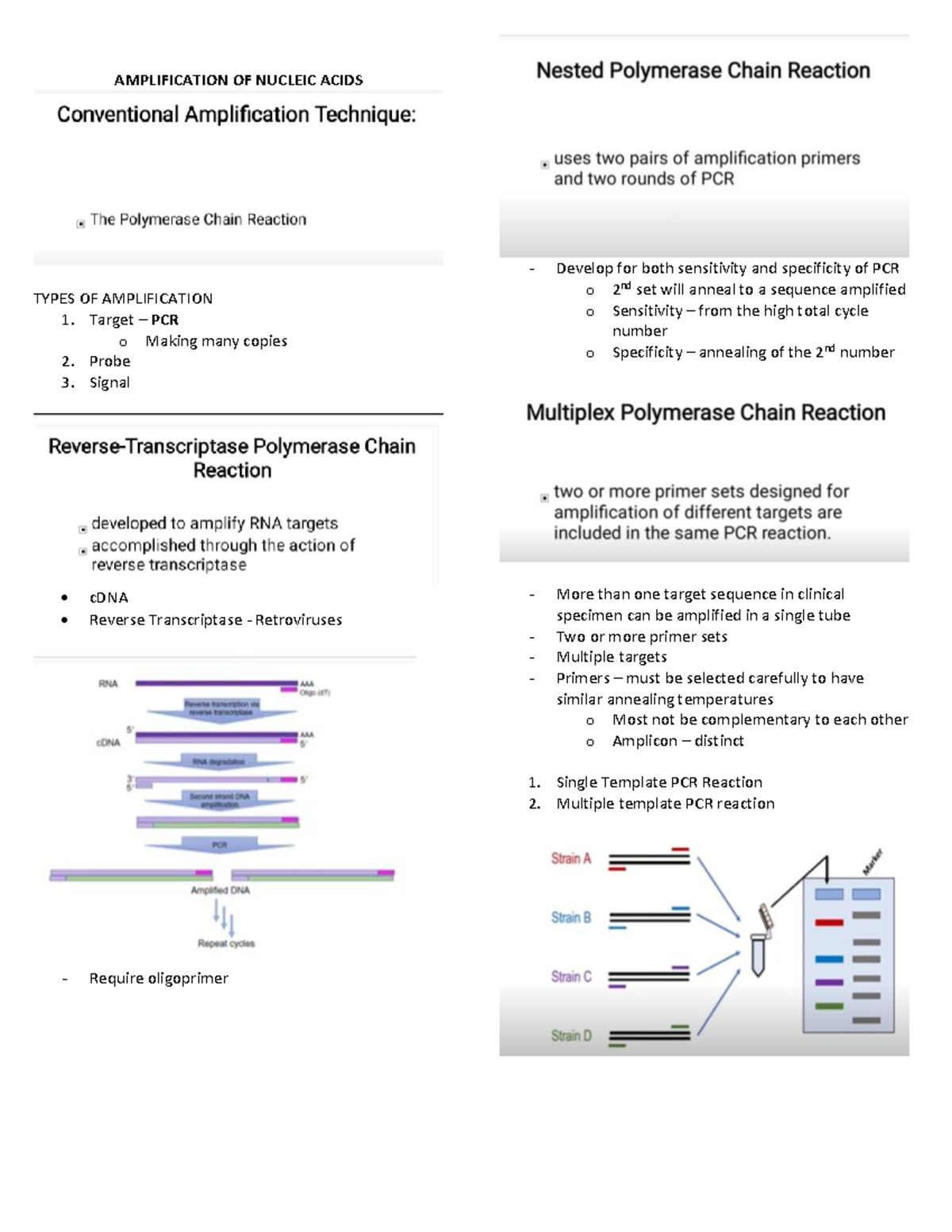 Nucleic Acids - MOL B - AMPLIFICATION OF NUCLEIC ACIDS TYPES OF AMPLIFICATION Target – PCR o ...