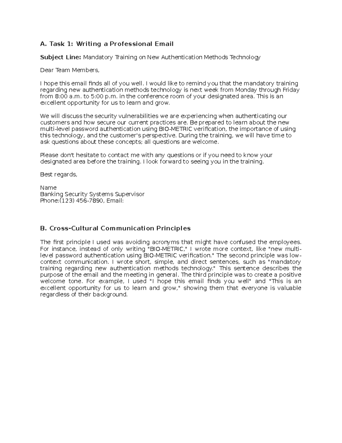 Task 1 D270- Pass from the first attempt - A. Task 1: Writing a ...