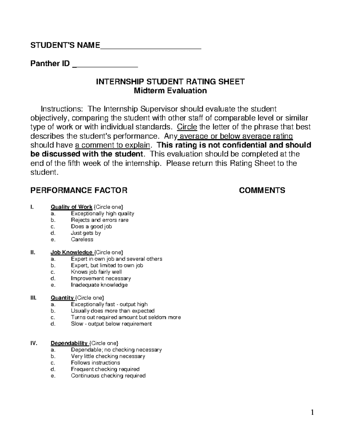 Midterm Evaluation FormIn Class Activity 9 - STUDENT'S NAME ...