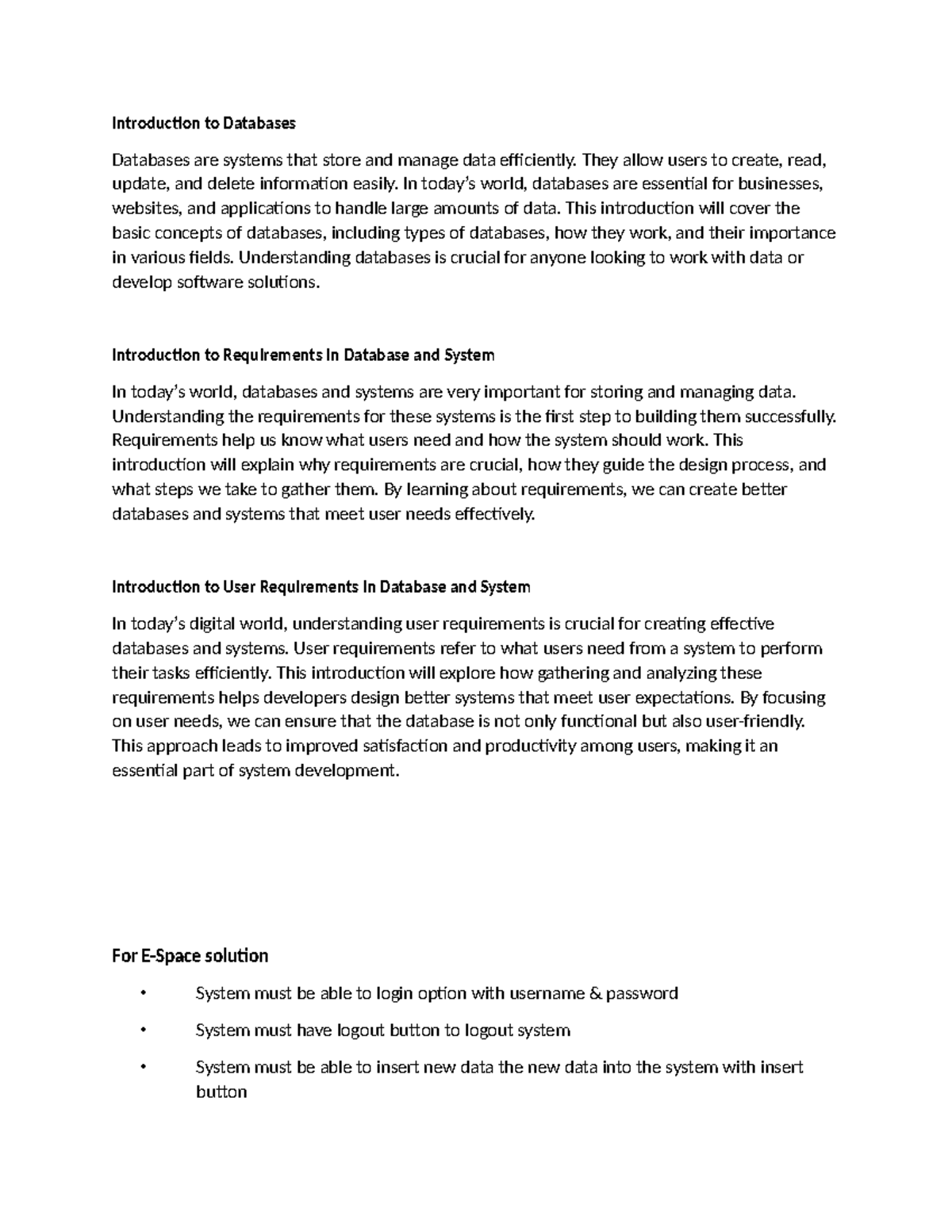 e-jet DS database - Introduction to Databases Databases are systems that store and manage data ...