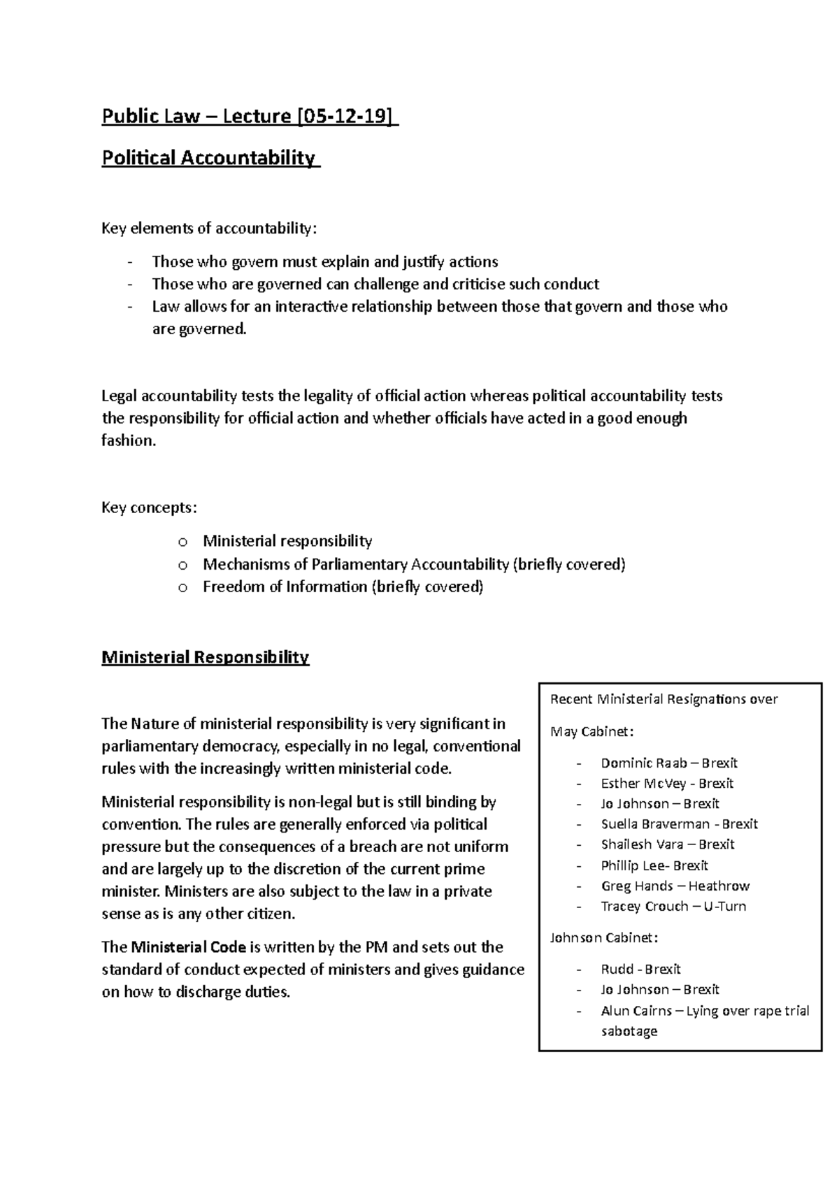 Political Accountabilty 05-12-19 - Public Law – Lecture [05-12-19 ...