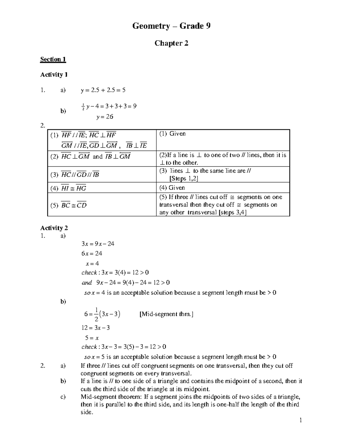 1415 Level K Mathematics (Geometry) BQ Ch2 - Geometry – Grade 9 Chapter ...