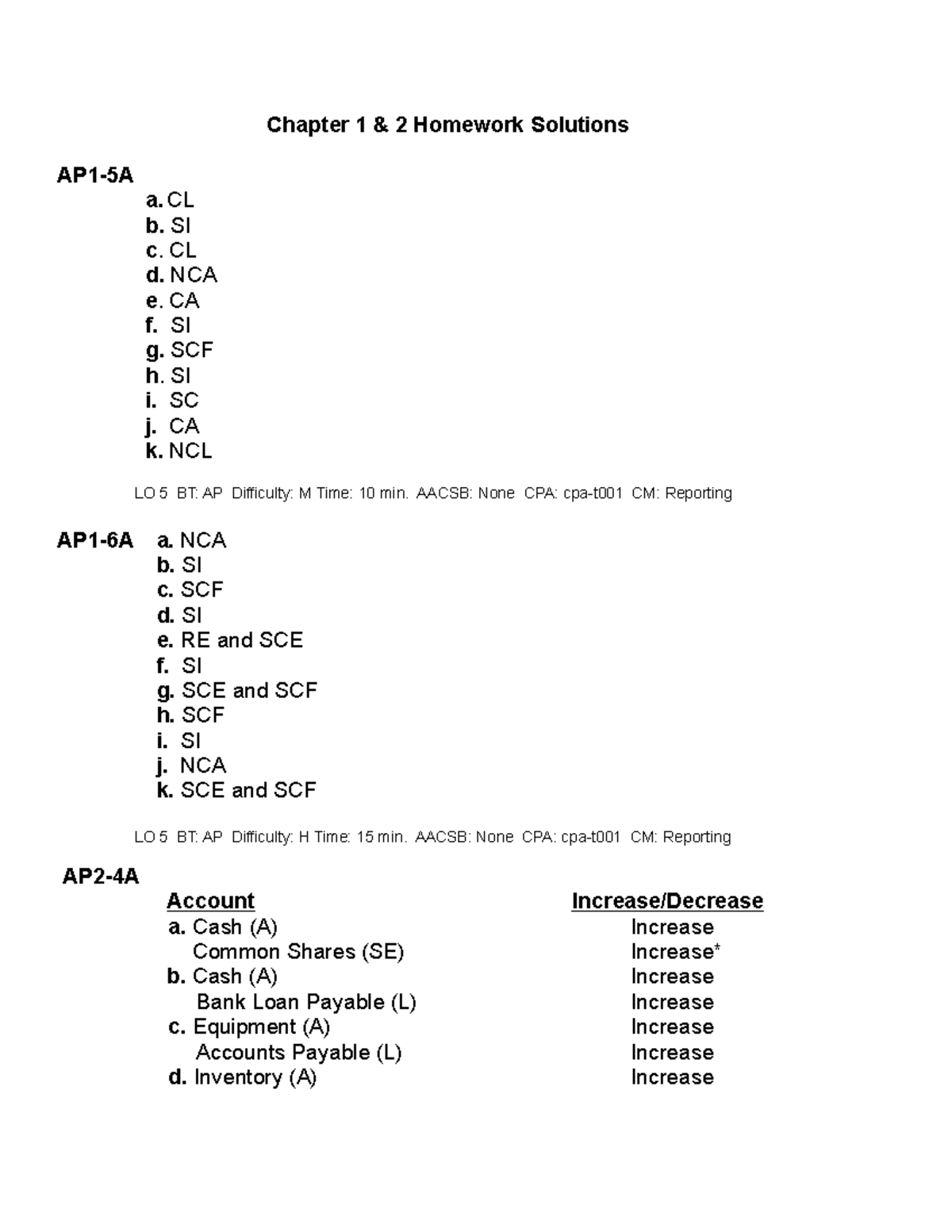 Homework Solutions - Chapter 1, 2 - Chapter 1 & 2 Homework Solutions ...