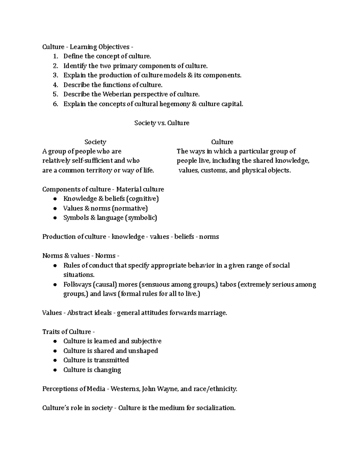 Culture - Learning Objectives - Define the concept of culture. 2 ...