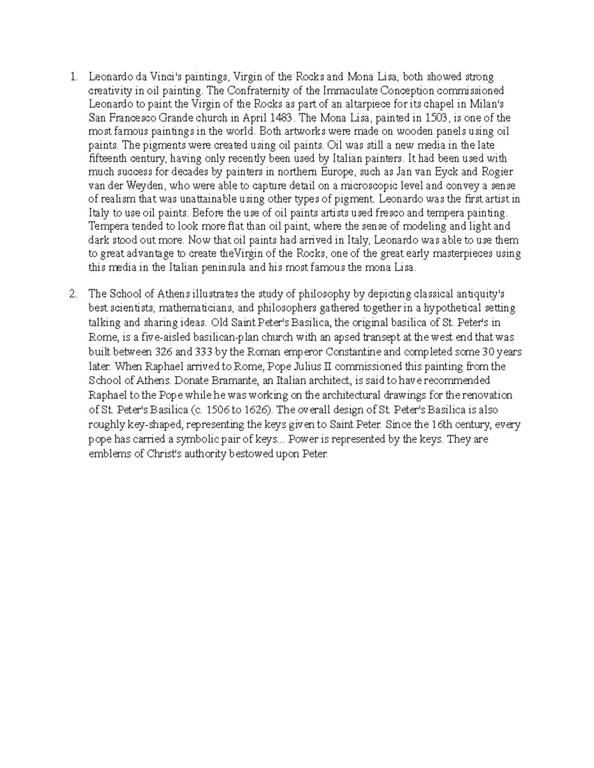 Week 3 + 4 combined - Compare and contrast Leonardo da Vinci's ...