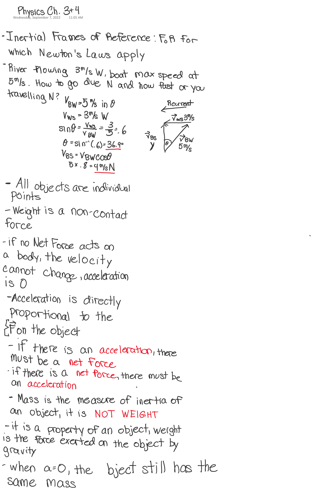 Physics Ch. 3 +4 - Chapter 3 and 4 in Class Notes Silverstone - PH 105 ...