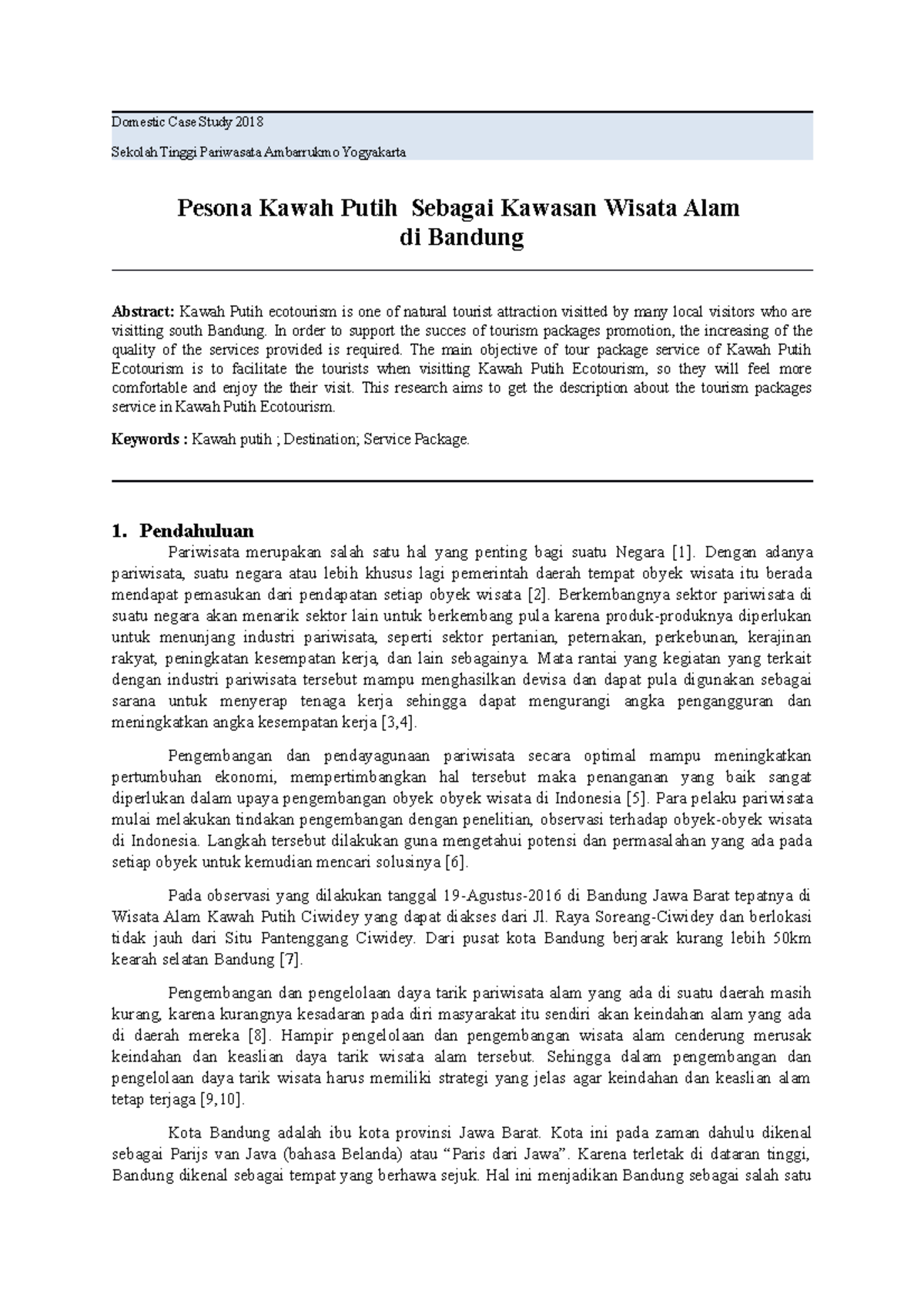 Pesona Kawah Putih - Domestic Case Study 2018 Sekolah Tinggi Pariwasata ...