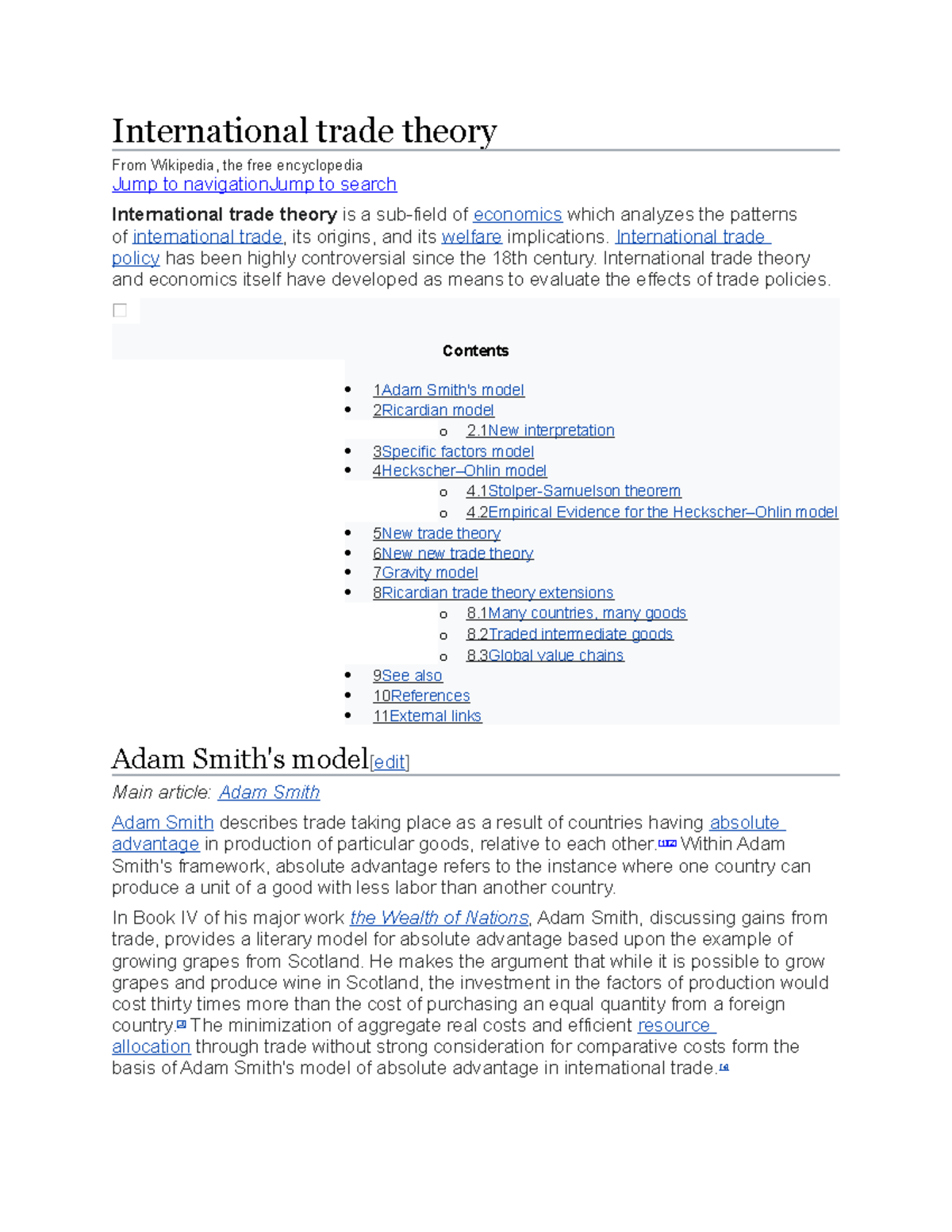 Week 9 - International trade theory - International trade theory From ...