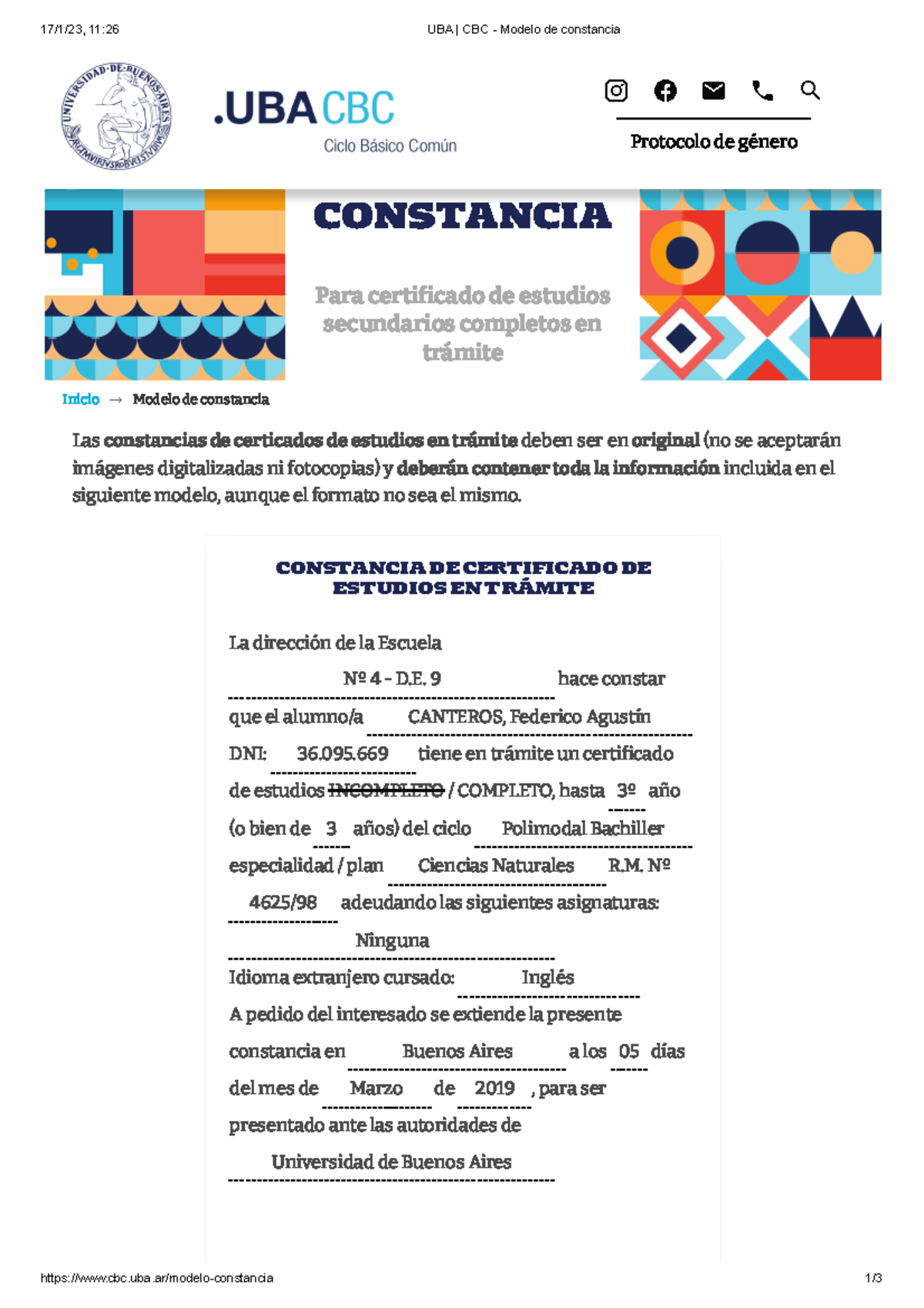 UBA CBC - Modelo de constancia - 17/1/23, 11:26 UBA | CBC - Modelo de constancia - Studocu