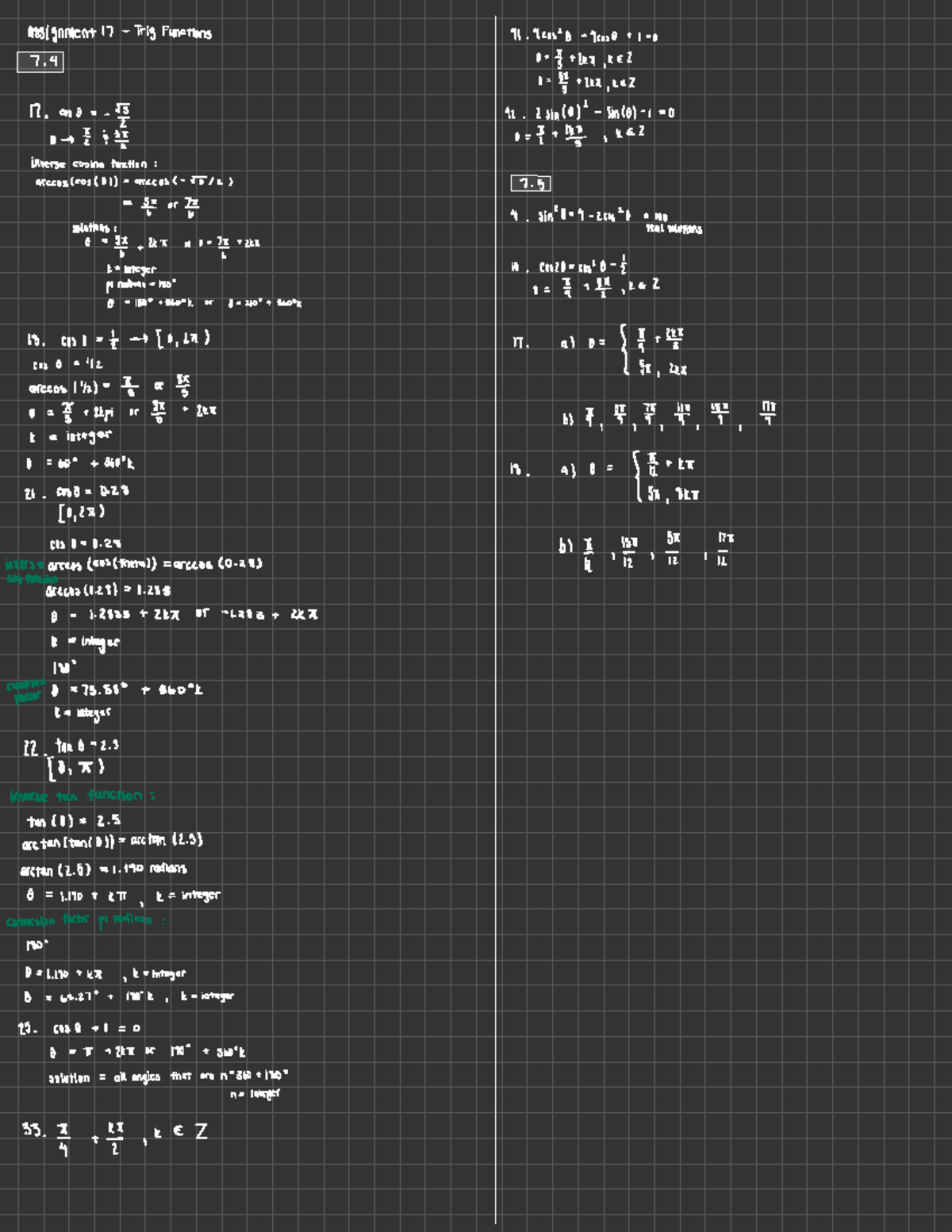 Assignment 17 - Math 108 - assignment 17 - Trig Functions 41. 720528 ...