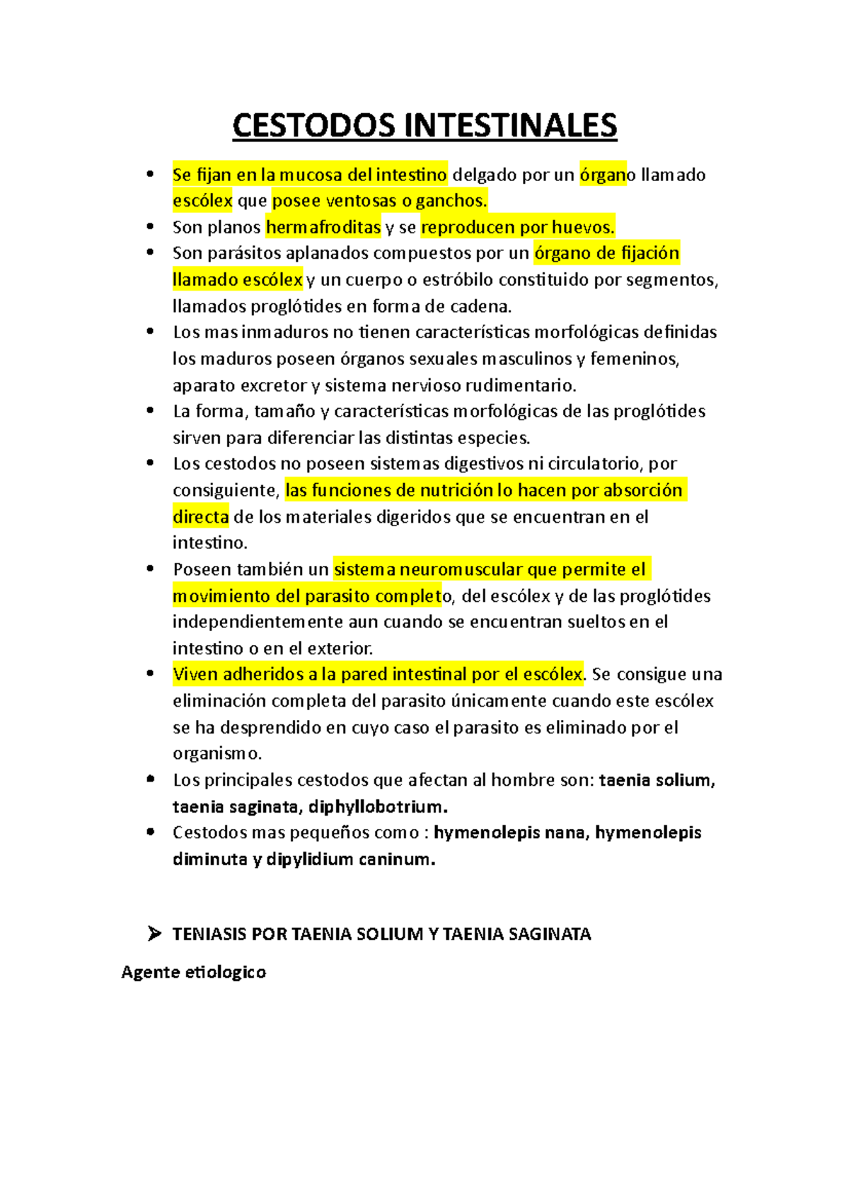 Cestodos Intestinales - CESTODOS INTESTINALES Se fijan en la mucosa del ...