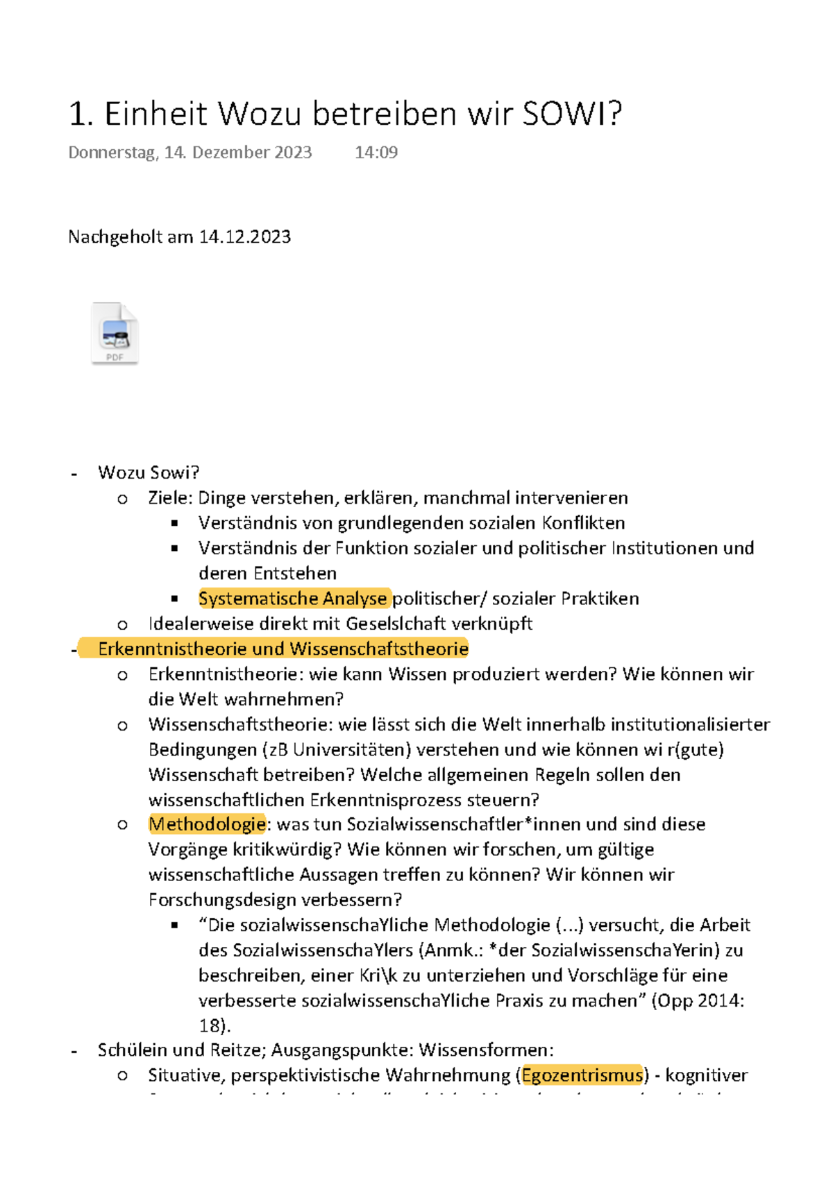1. Einheit Wozu betreiben wir SOWI - Nachgeholt am 14. 01_Method ologie ...