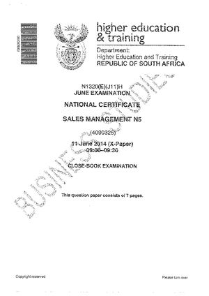 N1440 - Sales Management N5 MEMO NOV 2019 - NATIONAL CERTIFICATE SALES ...
