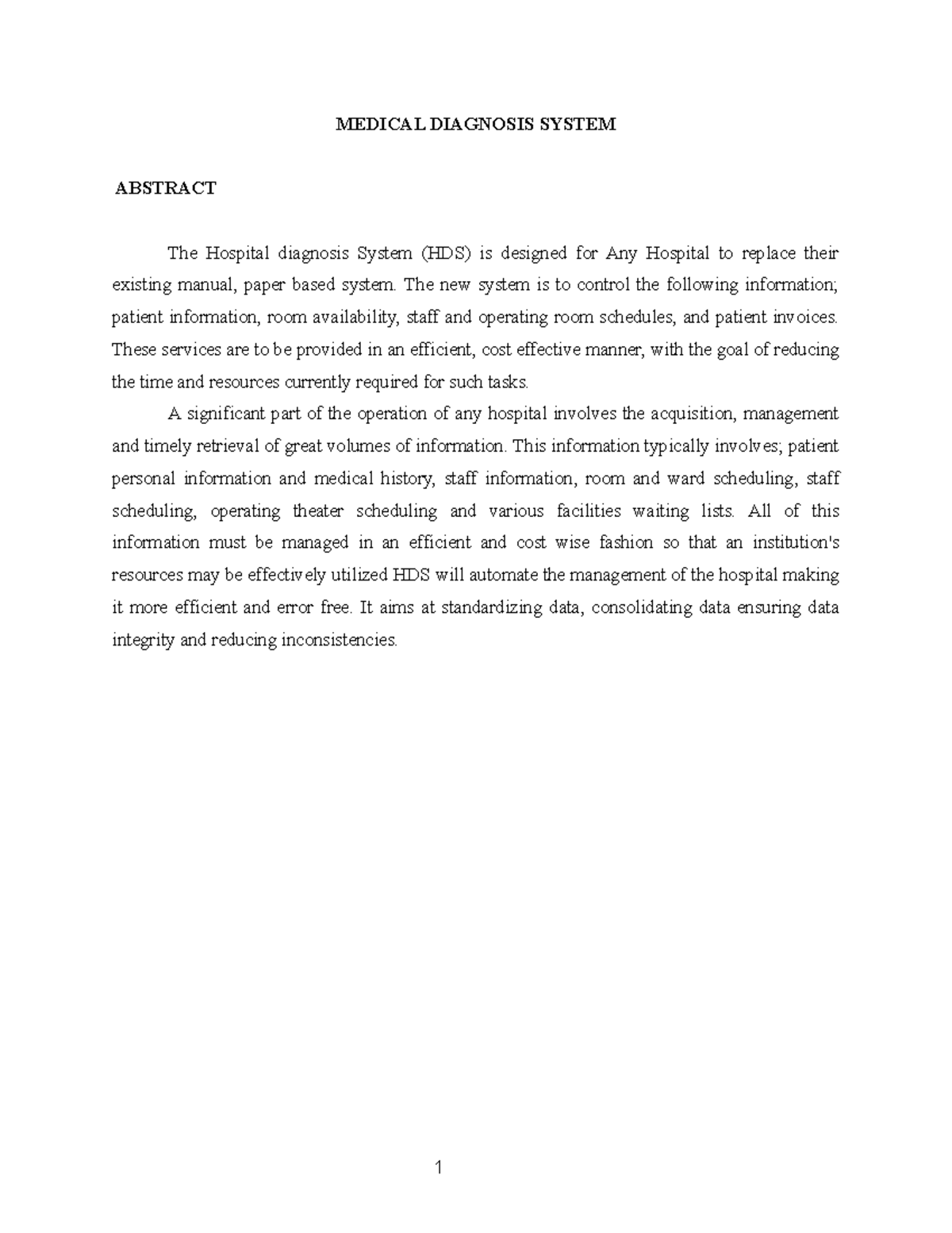 Medical Diagnosis System - MEDICAL DIAGNOSIS SYSTEM ABSTRACT The ...