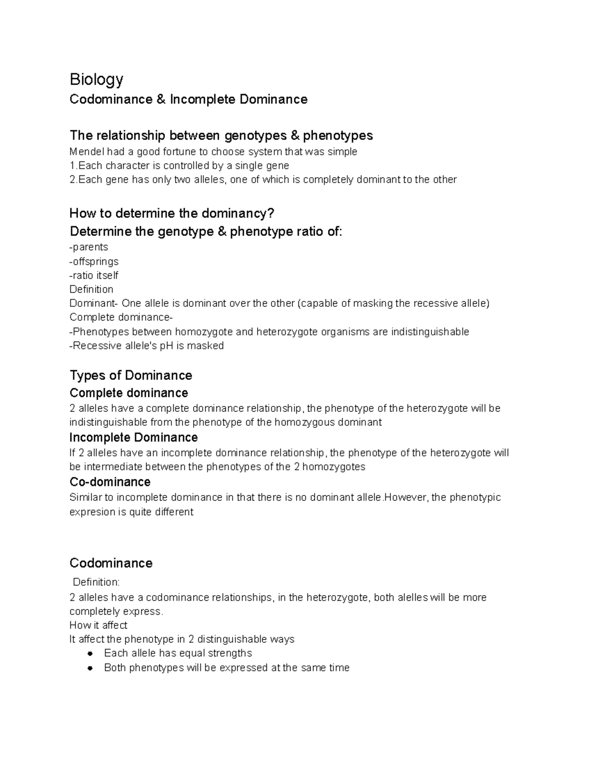 Codominance & Incomplete Dominance - Biology Codominance & Incomplete ...