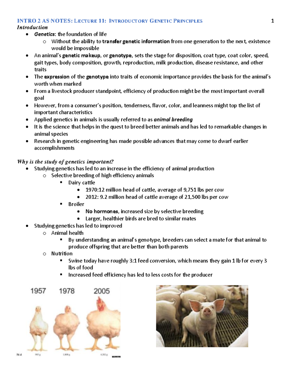 Lecture 11- Introductory Genetic Principles - Introduction - Genetics ...