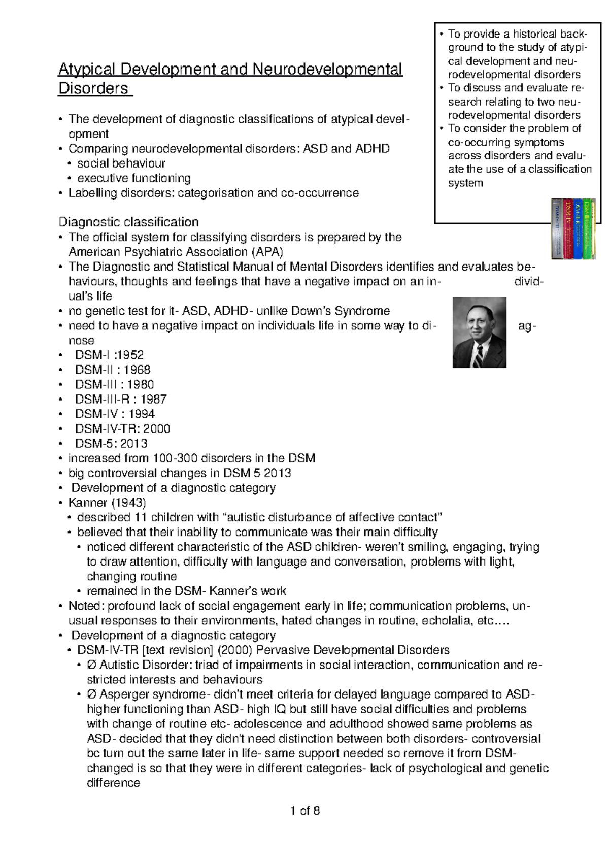Atypical Development and Neurodevelopmental Disorders - • Development ...