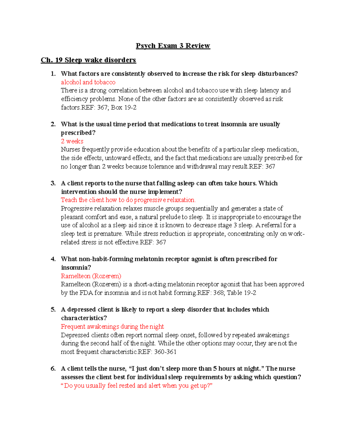 Psych Exam 3 Review - Lecture notes for pyschiatric nursing - Psych ...