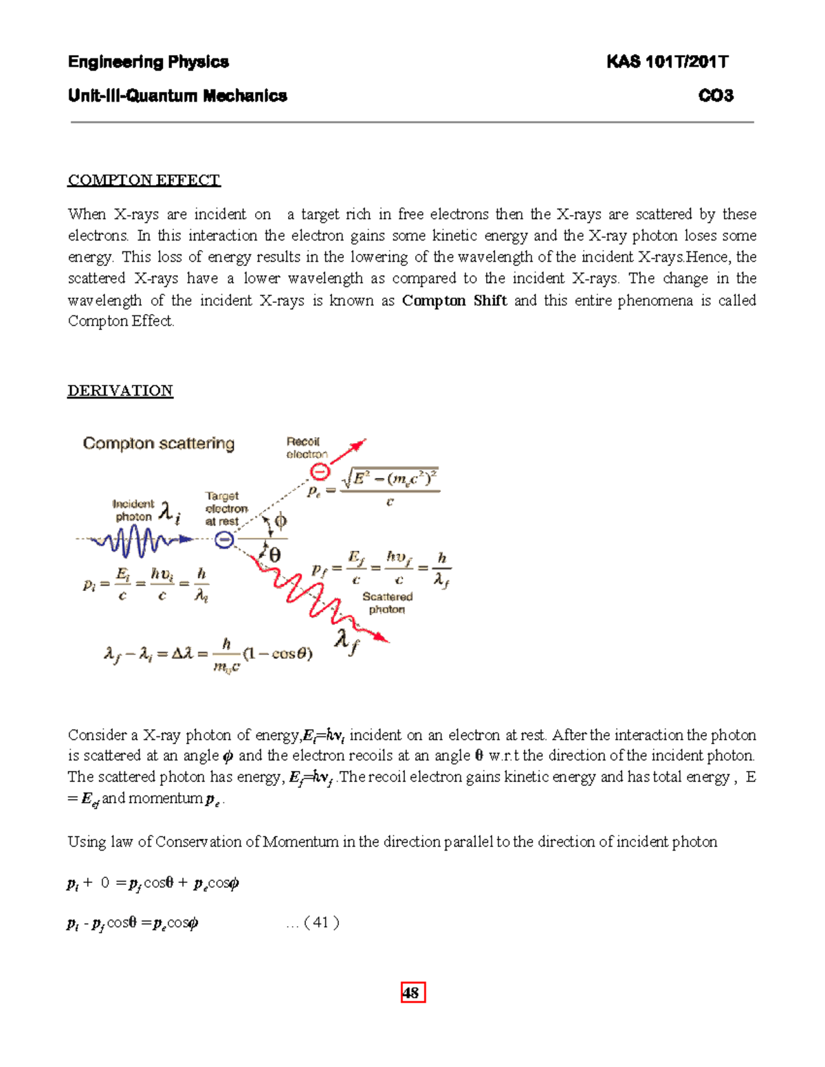 Engineering Physics (Notes)-11 - Unit-III-Quantum Mechanics CO COMPTON ...
