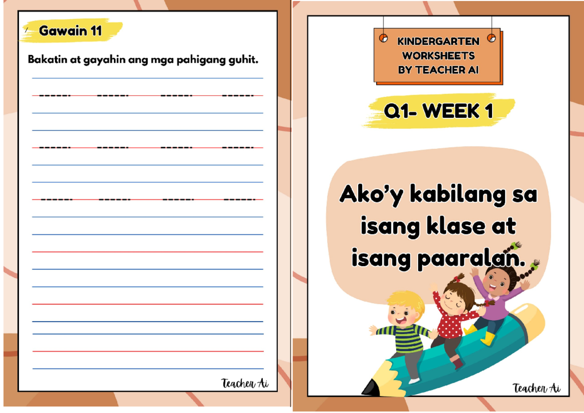 Kinder Matatag Worksheet WEEK no 1 - Gawain 11 KINDERGARTEN Bakatin at ...
