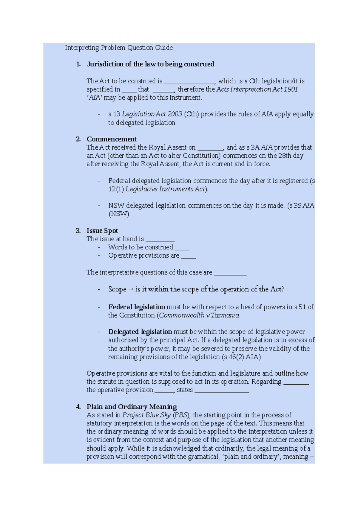 Interpreting Problem Question Guide - Interpreting Problem Question Guide Jurisdiction of the ...