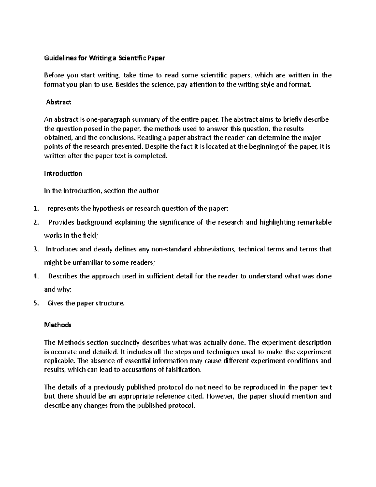 Guidelines For Writing A Scientific Paper Besides The Science Pay