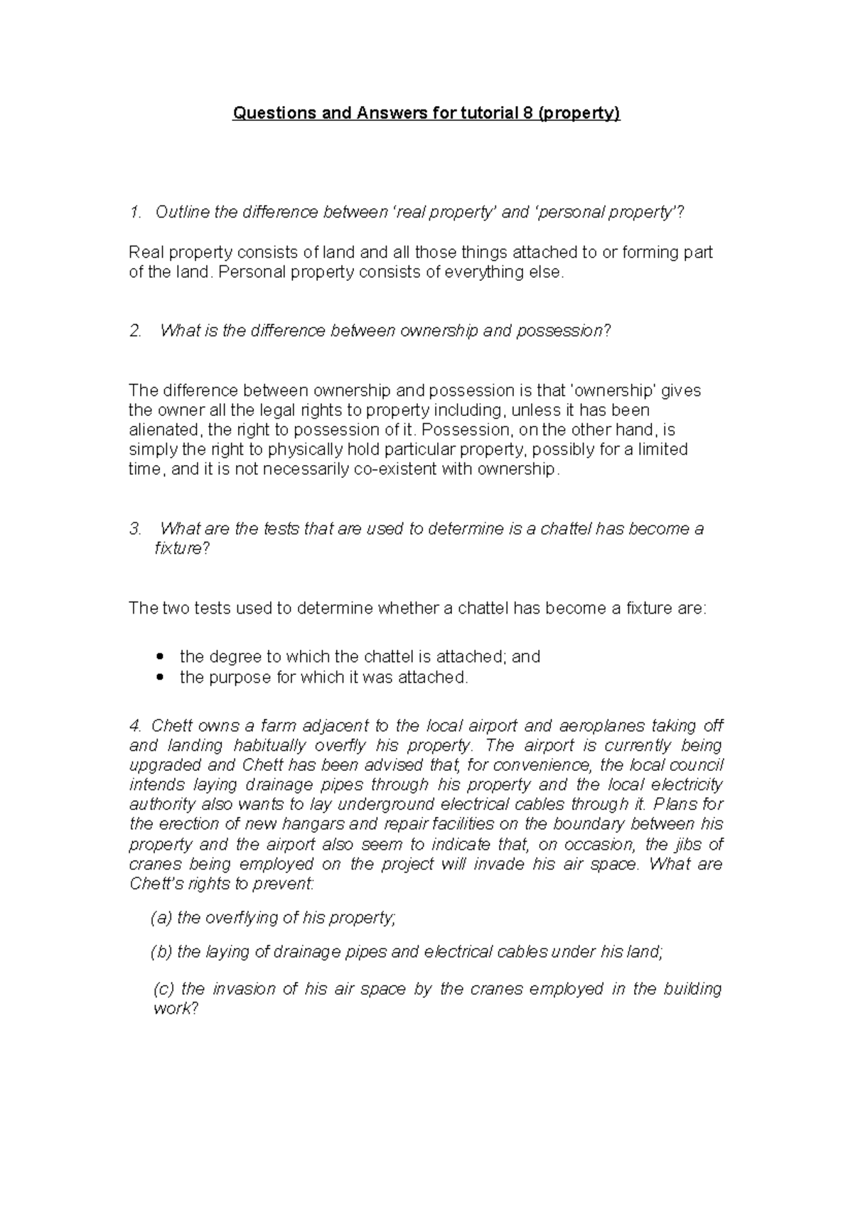 BU1112 - Tutorial 8 questions and answers - Questions and Answers for ...