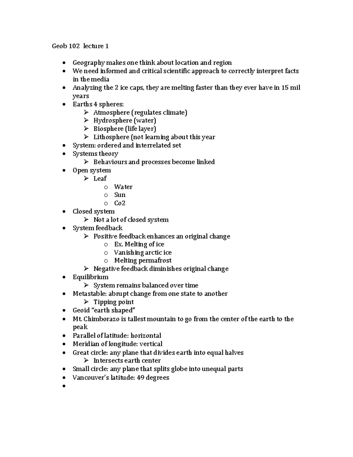GEOB102 Lecture Notes - ÷ Geography makes one think about location and ...