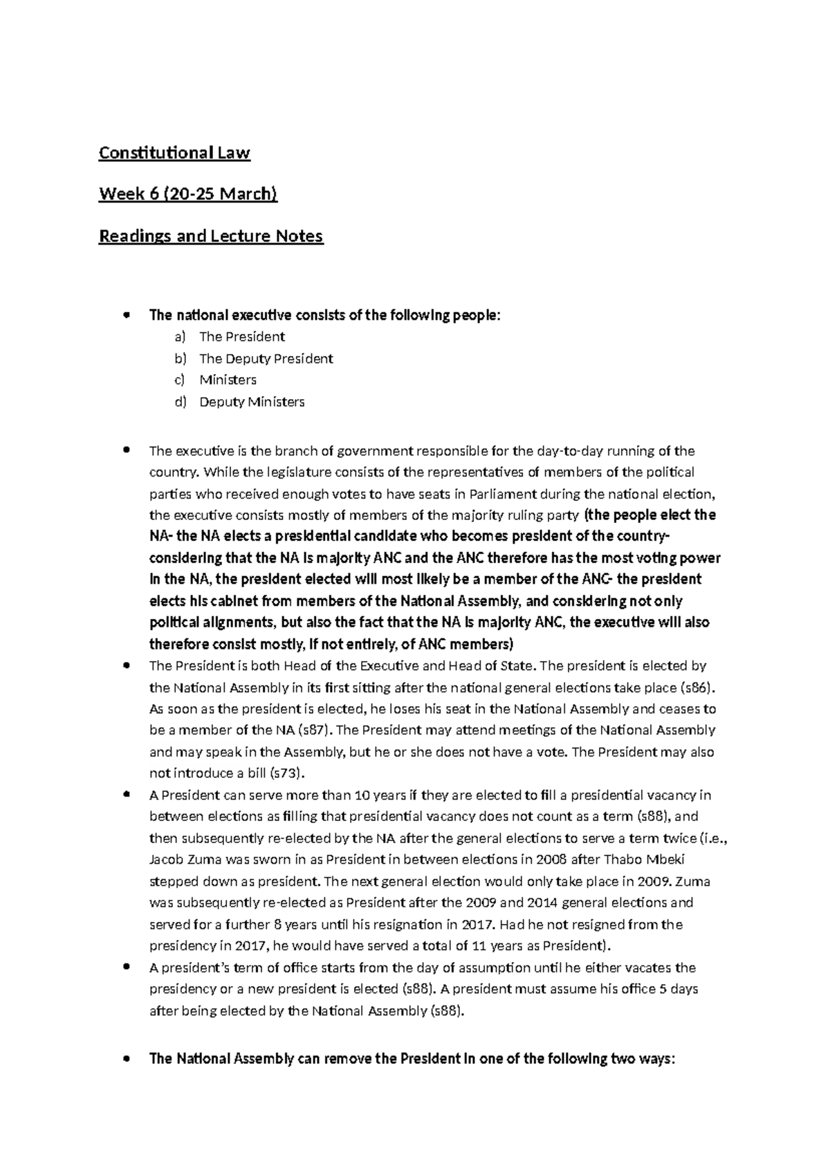 Constitutional Law Week 6 Notes - Constitutional Law Week 6 (20-25 ...