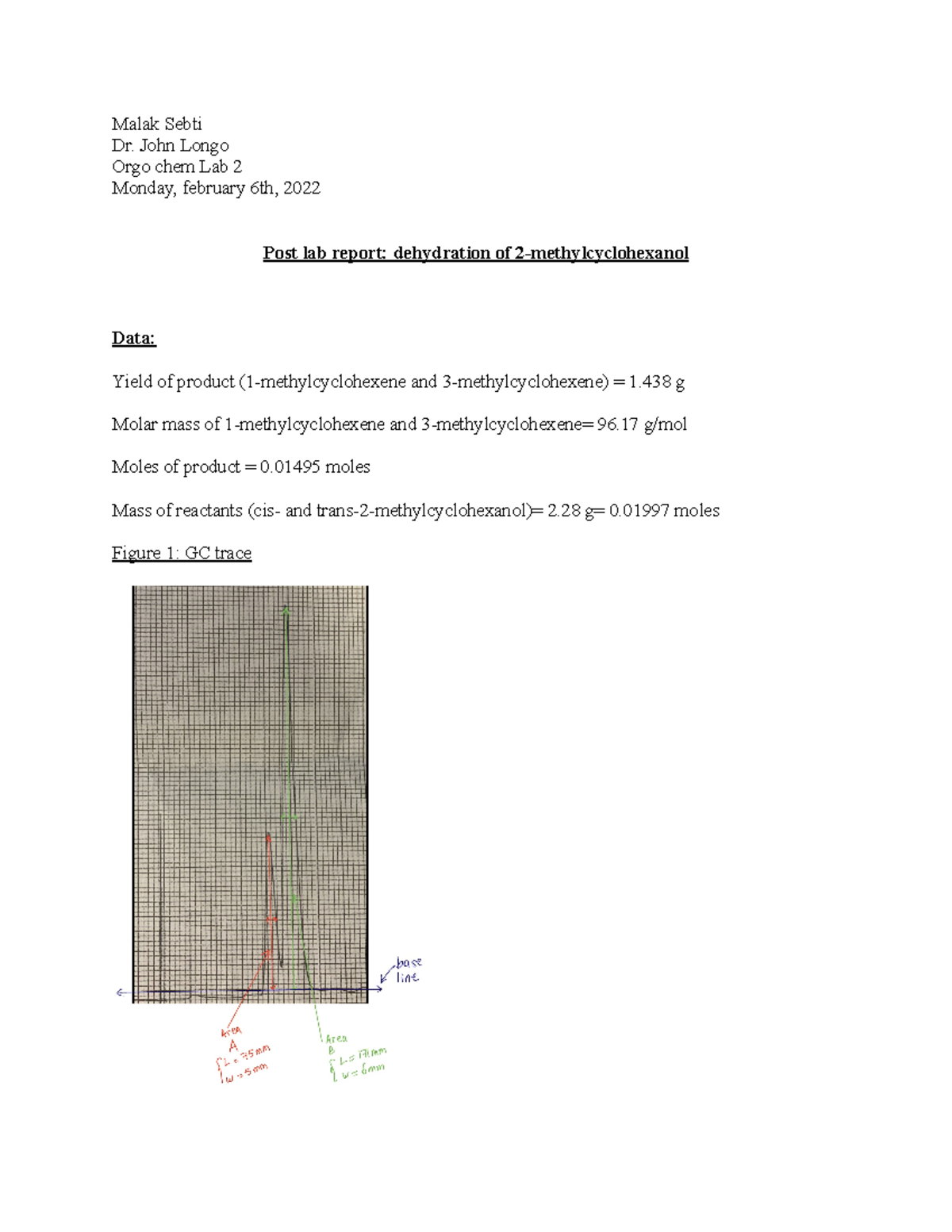 Exp 1 report - Google Docs - Malak Sebti Dr. John Longo Orgo chem Lab 2 Monday, february 6th ...