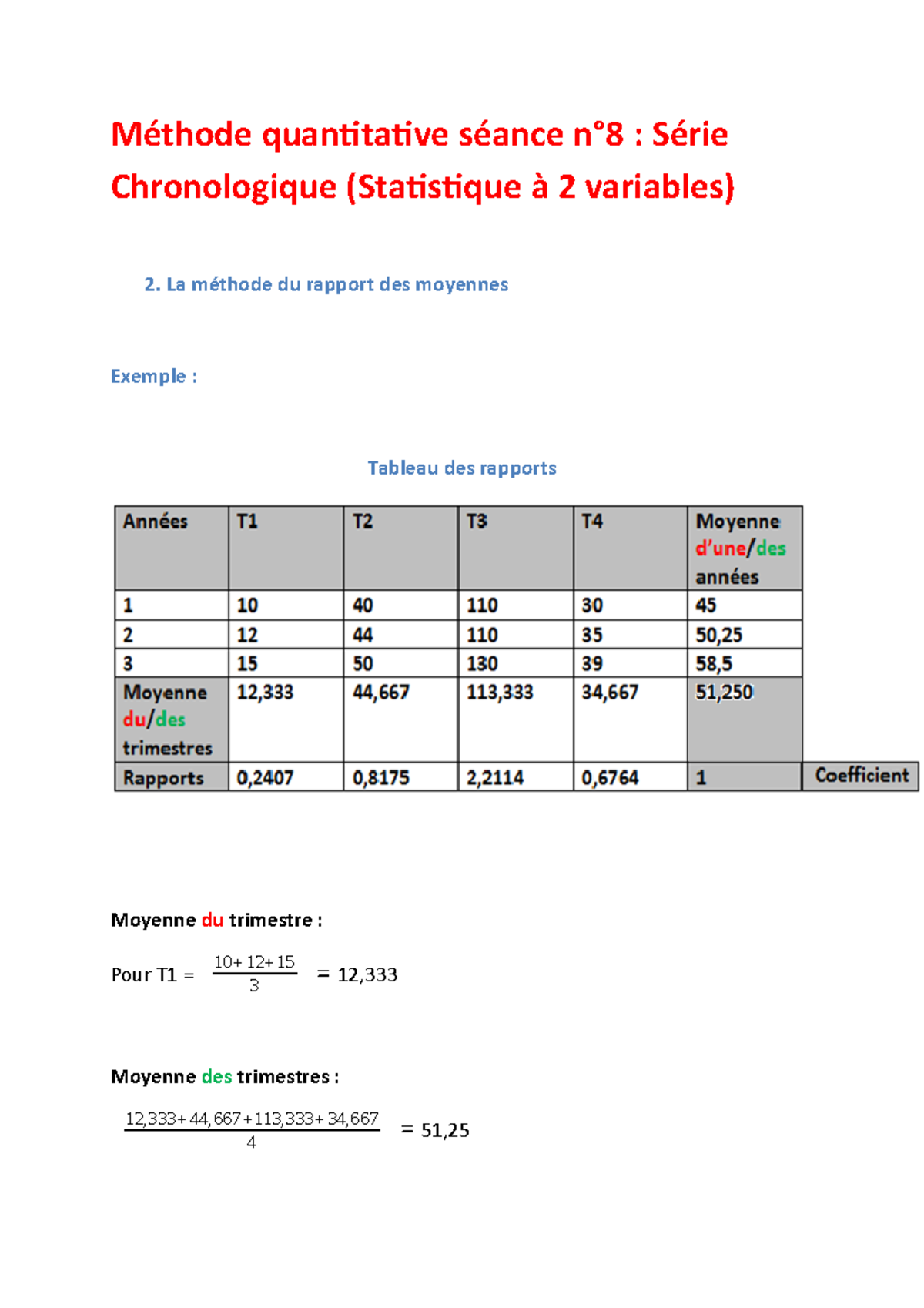 Méthode quantitative séance n°8 - quantitative : Chronologique ...