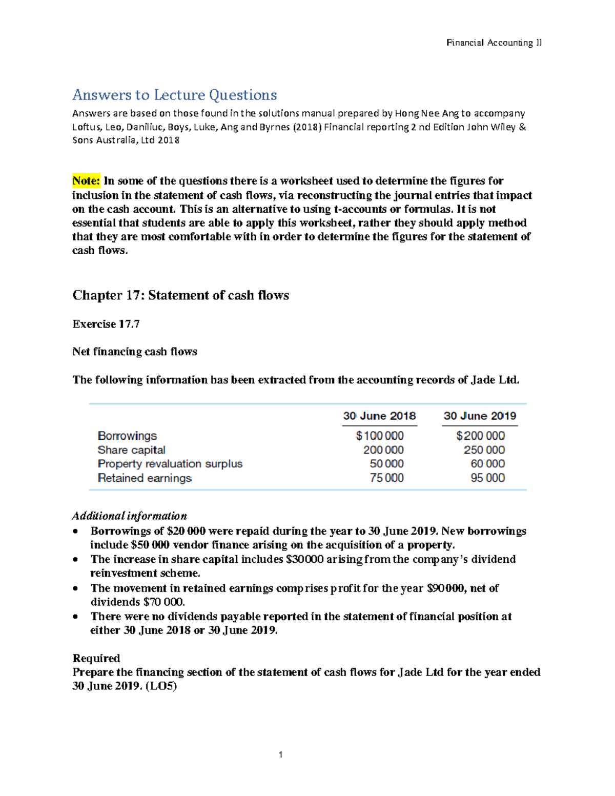 Topic 11 Lecture Questions and Answers - Financial Accounting II 1 ...