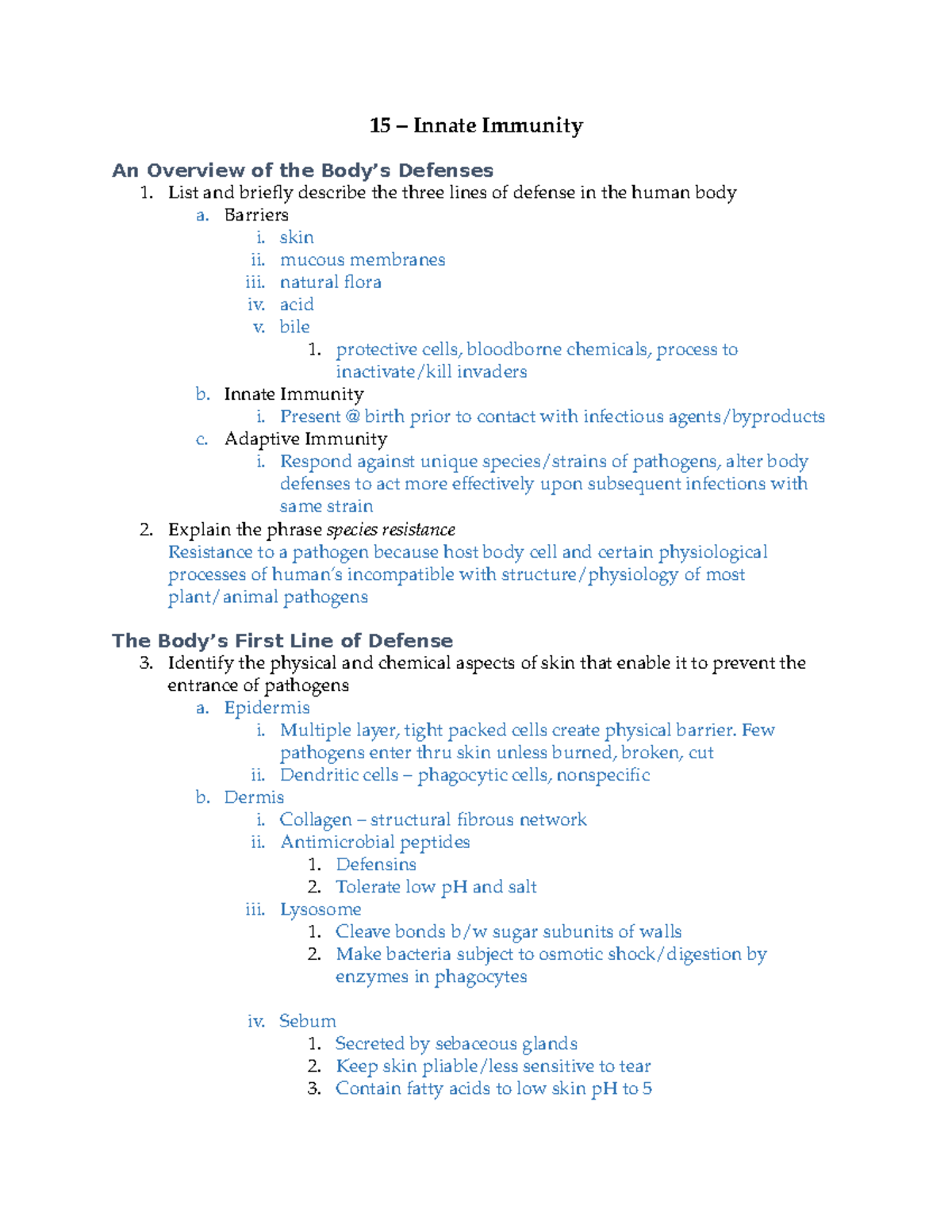 Chp 15 objectives - Chapter 15 review - 15 – Innate Immunity An ...