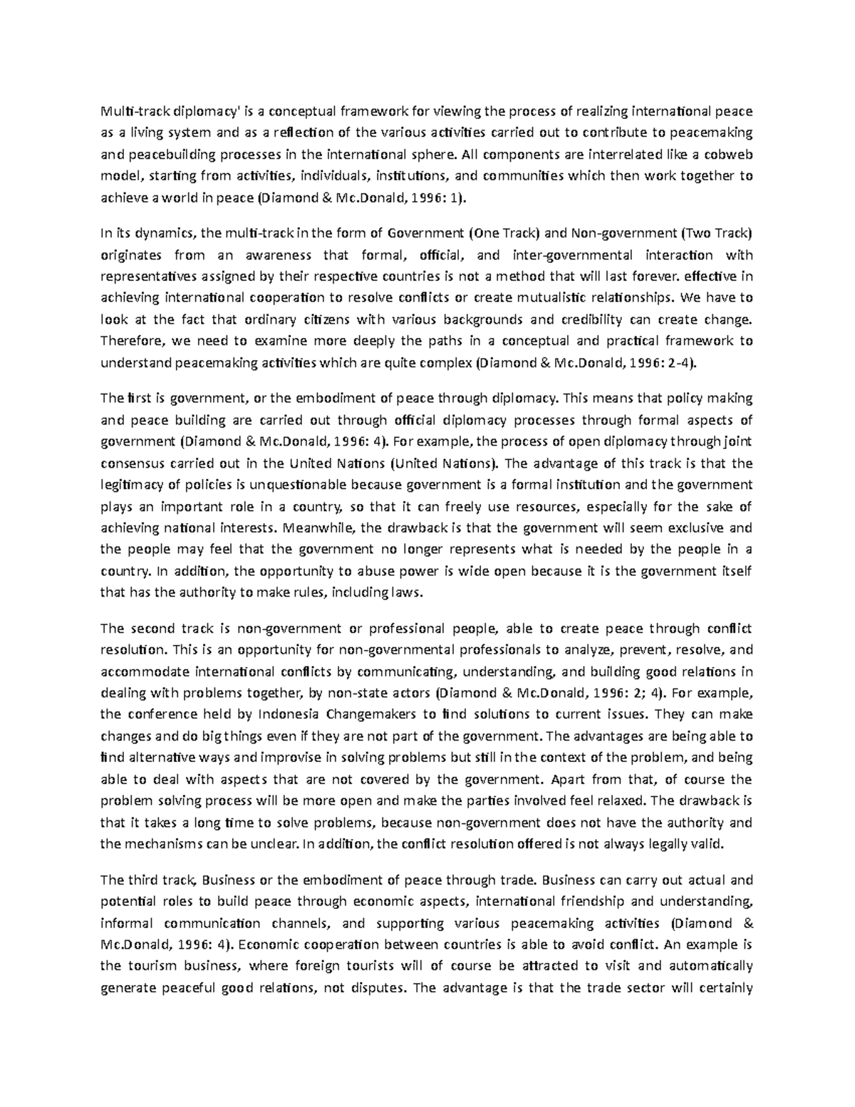 Multri track diplomacy - Multi-track diplomacy' is a conceptual ...