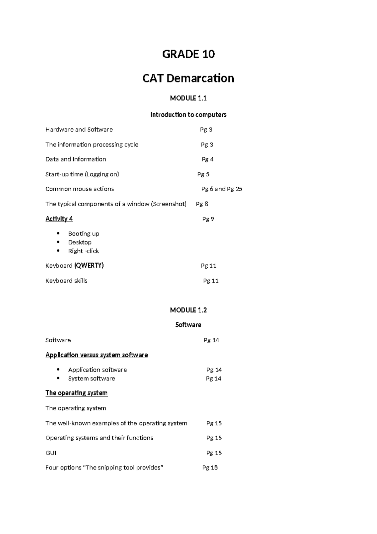 Grade 10 CAT DEM Theory test 13 Feb 2023 - GRADE 10 CAT Demarcation ...