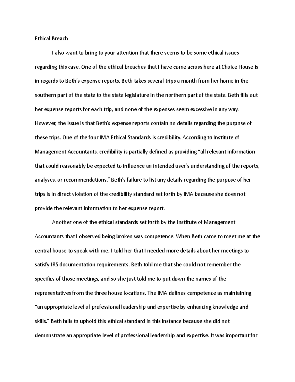 Ethical Breach write up - Ethical Breach I also want to bring to your ...