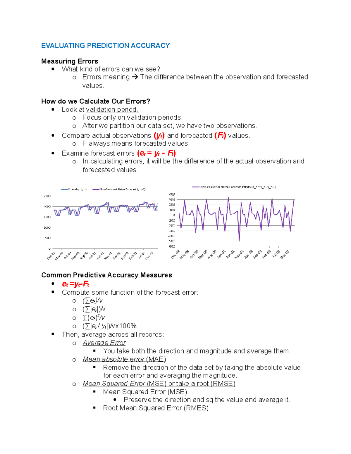 Evaluating Prediction Accuracy - EVALUATING PREDICTION ACCURACY ...