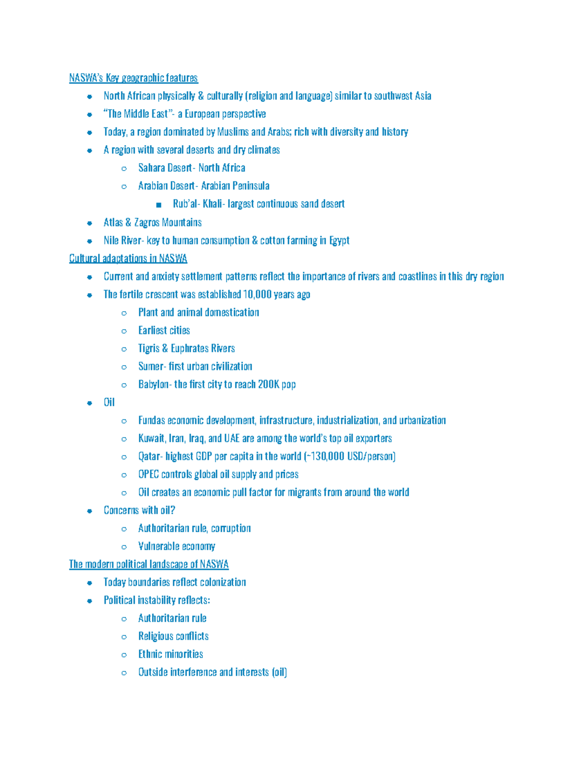 Ch 8 Lecture- GEOG 102 - Professor Lesh - NASWA’s Key geographic ...