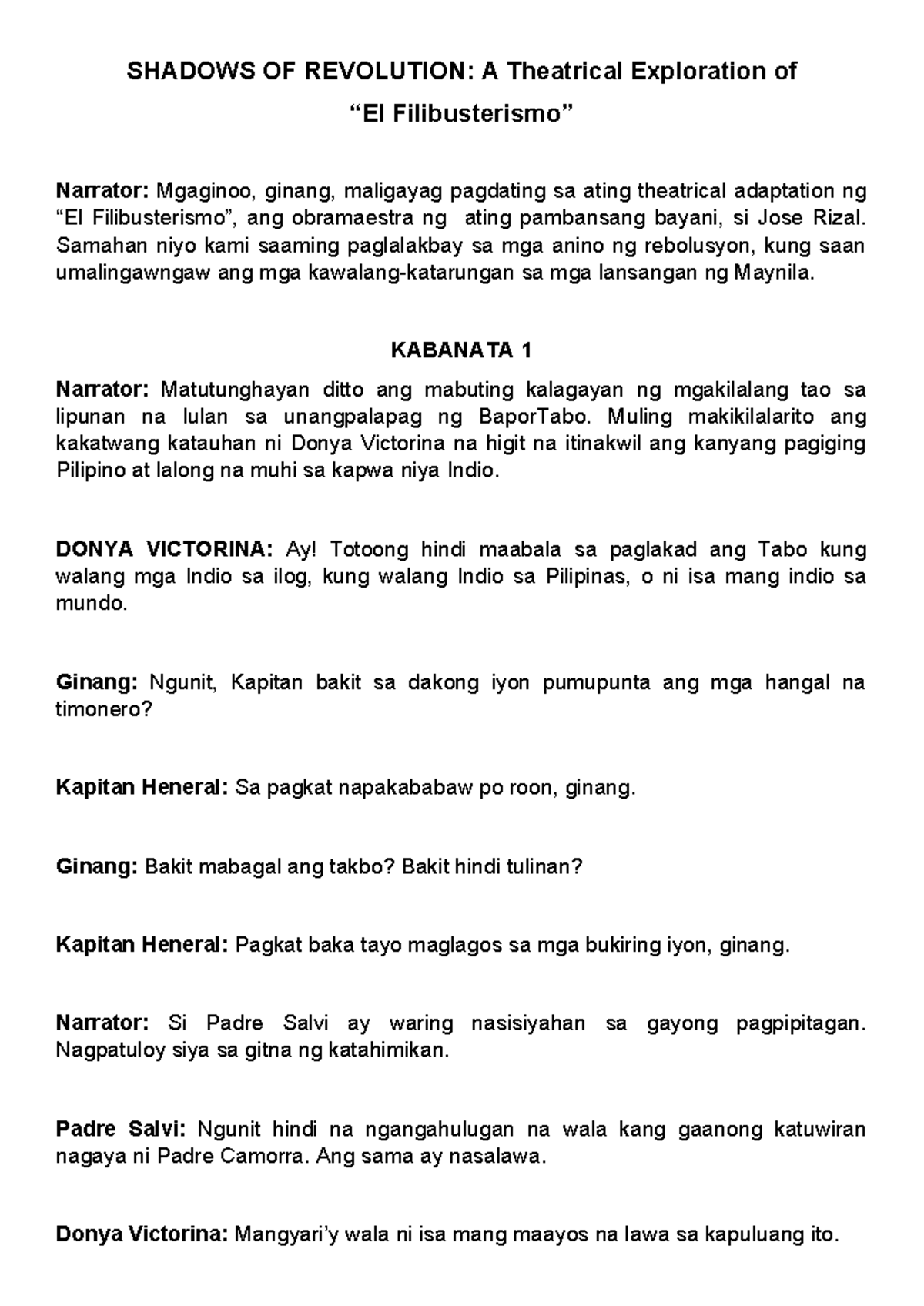 Script-for-Rizal - SHADOWS OF REVOLUTION: A Theatrical Exploration of ...