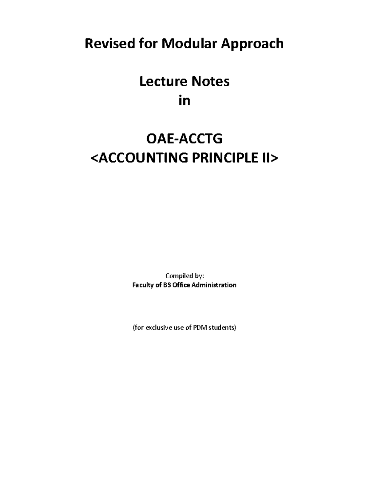 Lecture Notes Final 2nd Sem1 Oae Acctg Revised Revised For Modular