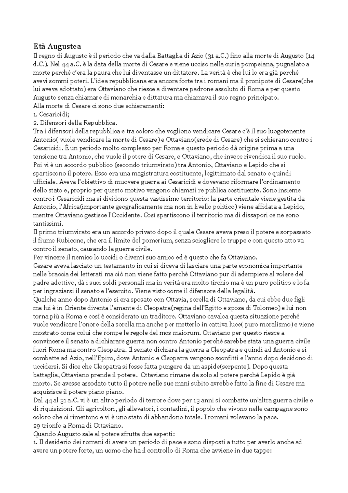Età Augustea - Età Augustea Il regno di Augusto è il periodo che va ...