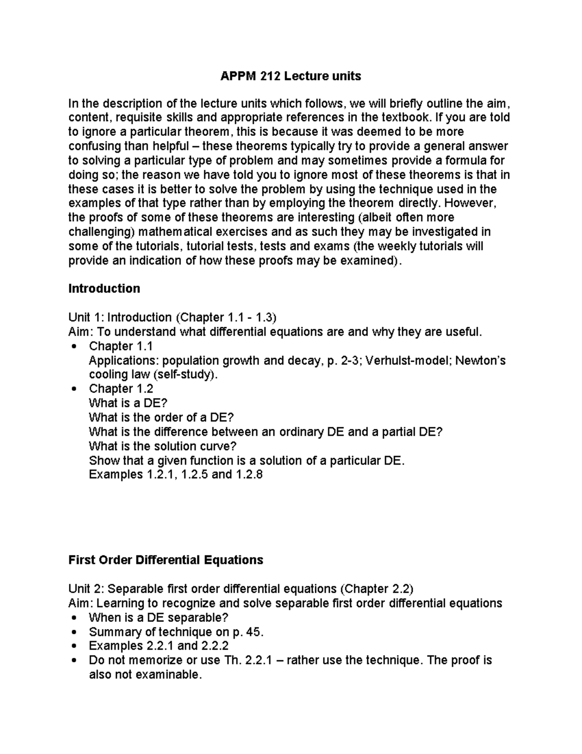APPM 212 Lesson 1 2 - study material - APPM 212 Lecture units In the description of the lecture ...
