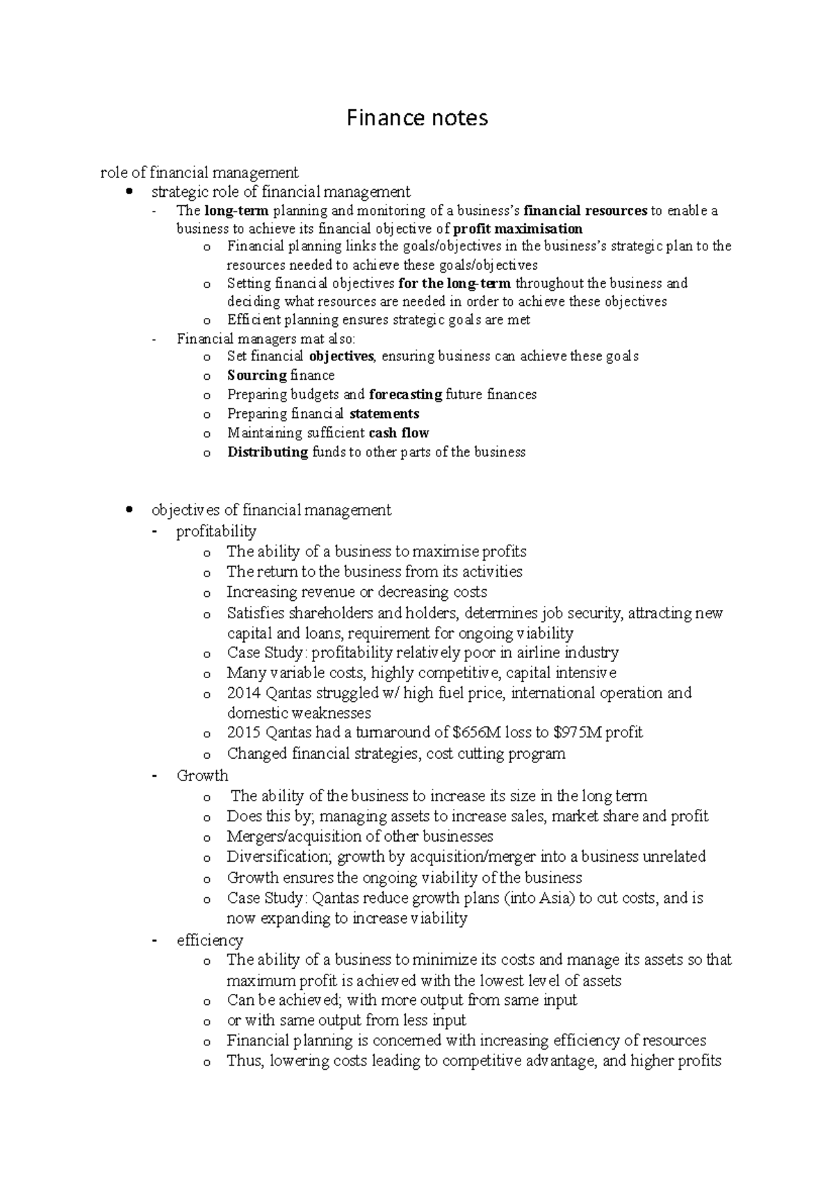 Finance-notes - Lecture notes 1-12 - Finance notes role of financial ...