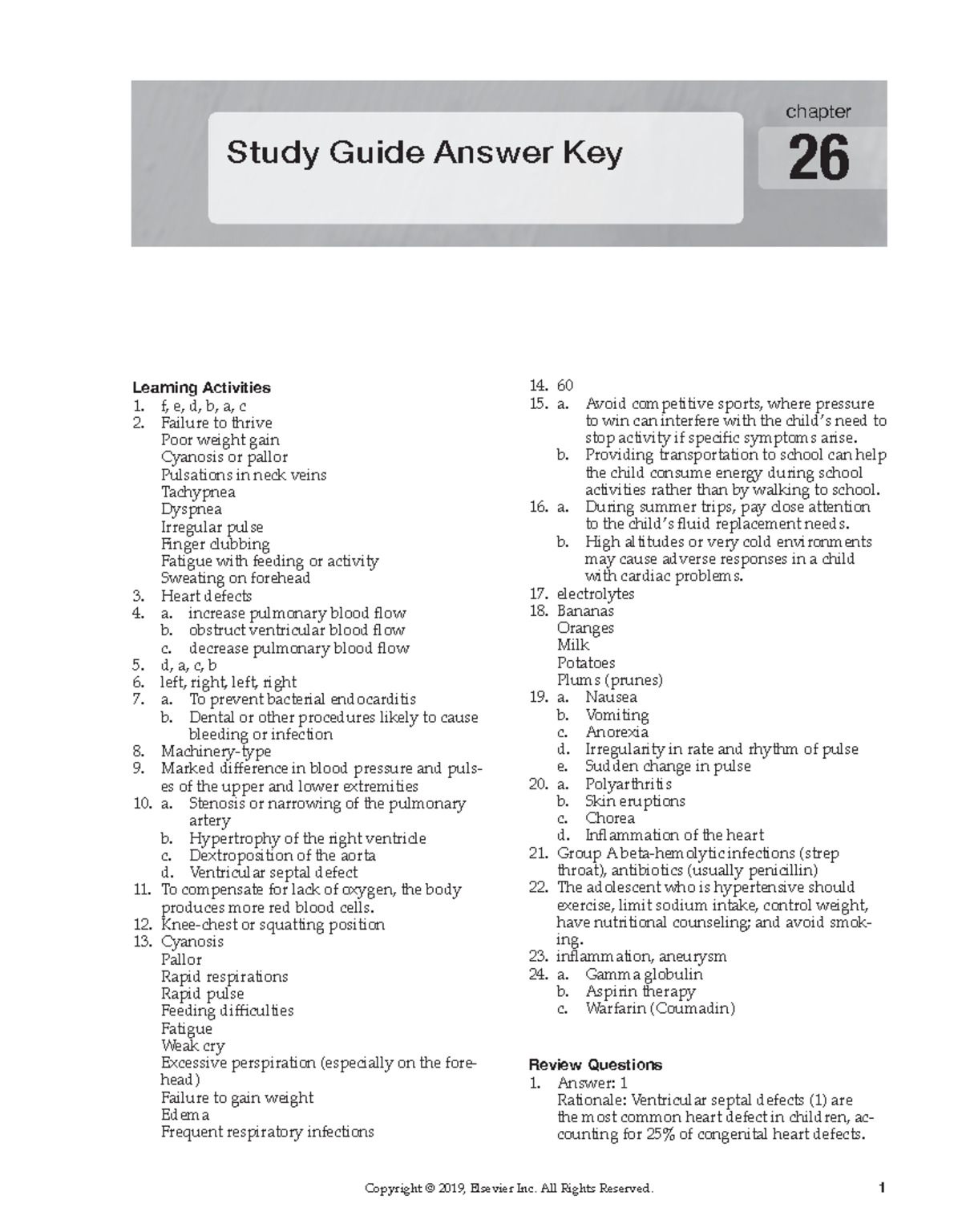 Chapter 026 - Study Guide Answer Key Chapter 26 1 Copyright © 2019 ...