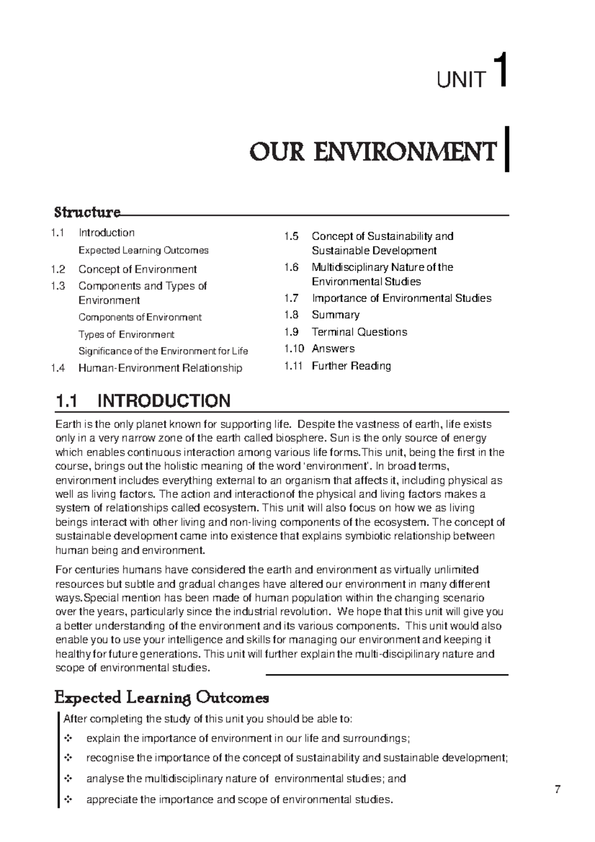 Chapter 1 Our environment STUDY MATERIAL - ####### 7 Unit 1 Our ...