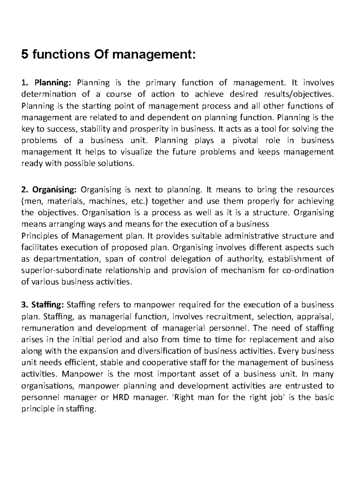 Functions Of Management fundamental 5 Functions Of Management 1