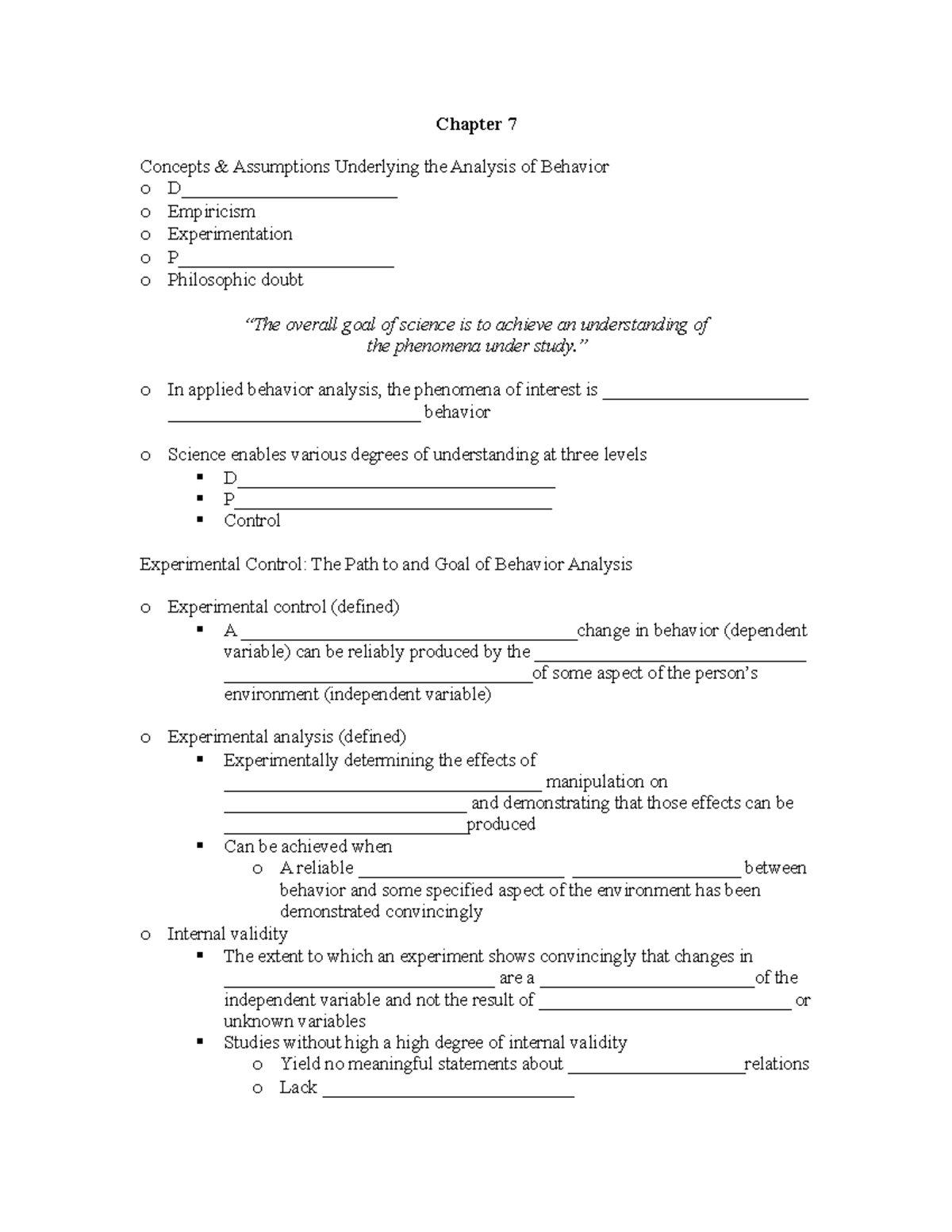 Chap07 - Class notes - Chapter 7 Concepts & Assumptions Underlying the ...